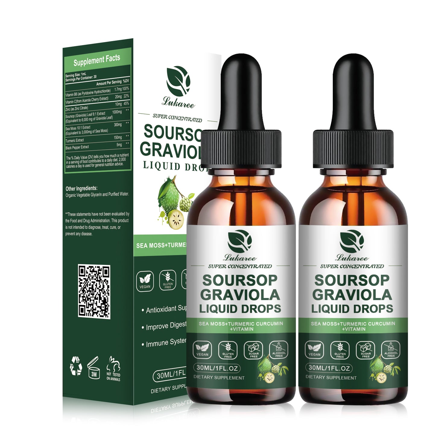Organic Soursop Graviola Extract Liquid Drop Plus Pure Botanical Sea ...