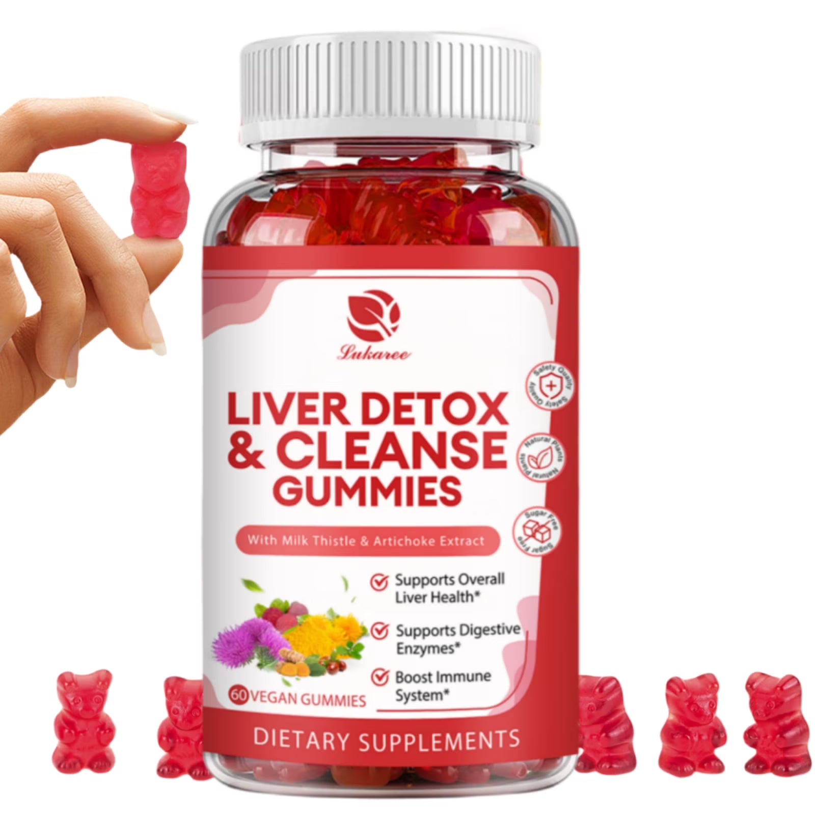 Liver Cleanse Detox & Repair Gummies - 24 Potent Herb w/ 1000mg Milk T ...